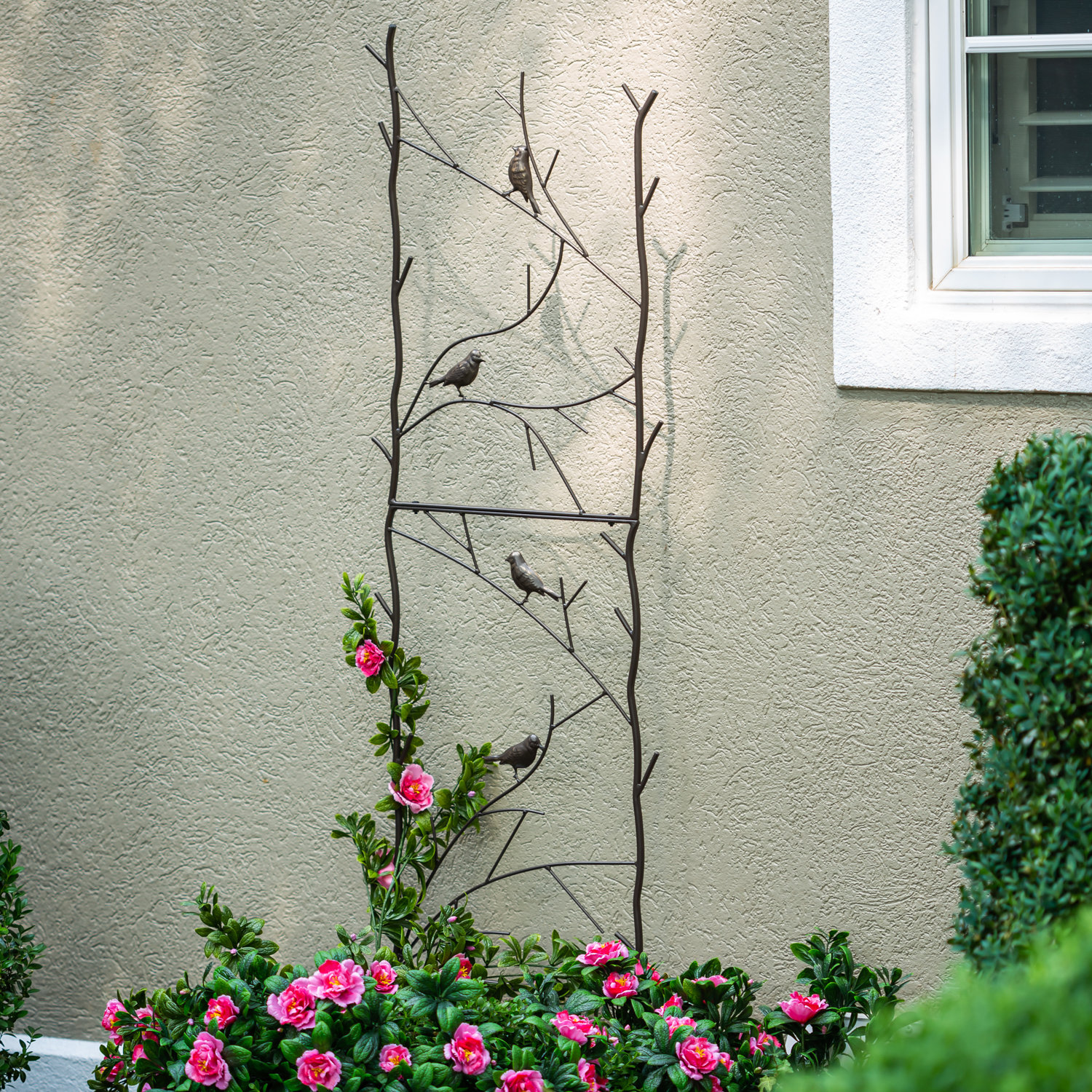 Wildon Home® Bretney 60"H Iron Trellis with Birds and Twigs | Wayfair